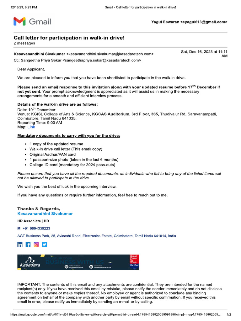 Call Letter | PDF