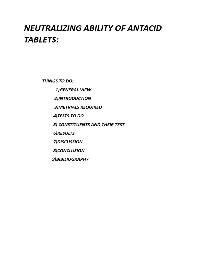 Neutralizing Ability of Antacid Tablets | PDF | Gastroesophageal Reflux ...