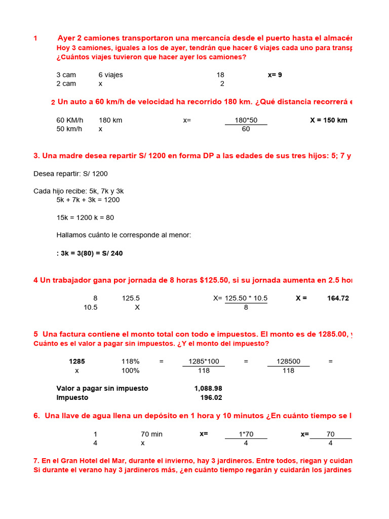 Solucion Pract 04 REGLA DE 3 SIMPLE | PDF