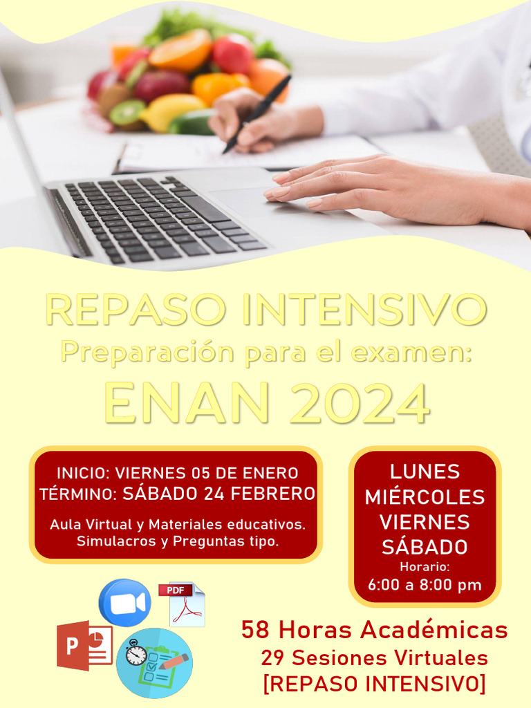 Repaso Intensivo ENAN 2024 | PDF | Nutrición | Dieta y nutrición