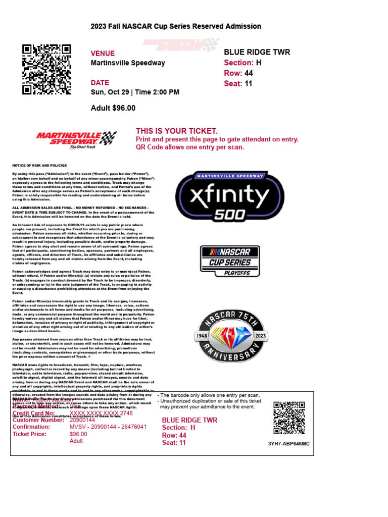 Blue Ridge TWR H 44 11 Adult $96.00: Section: Row: Seat | PDF | Private Law | Common Law