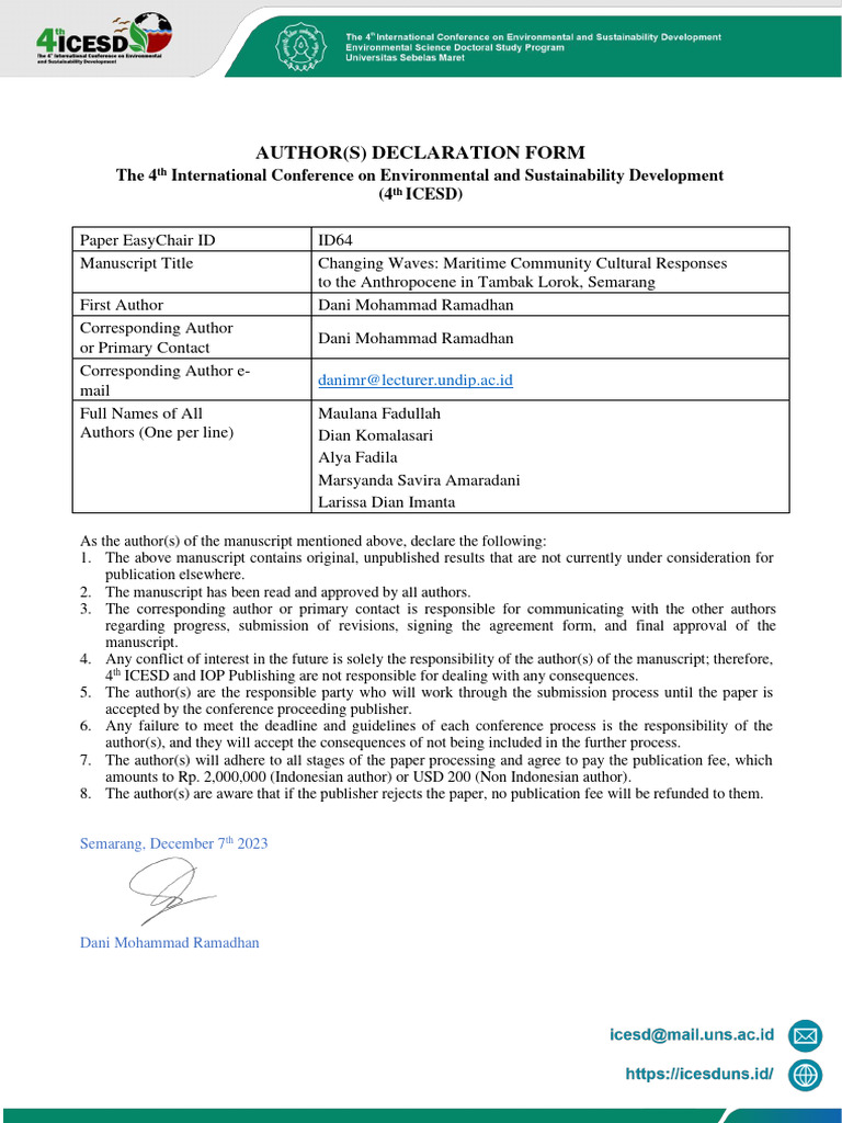 Contoh Author Declaration Form | PDF