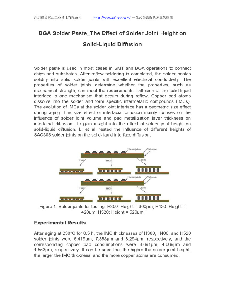BGA Solder Paste - The Effect of Solder Joint Height On Solid-Liquid ...