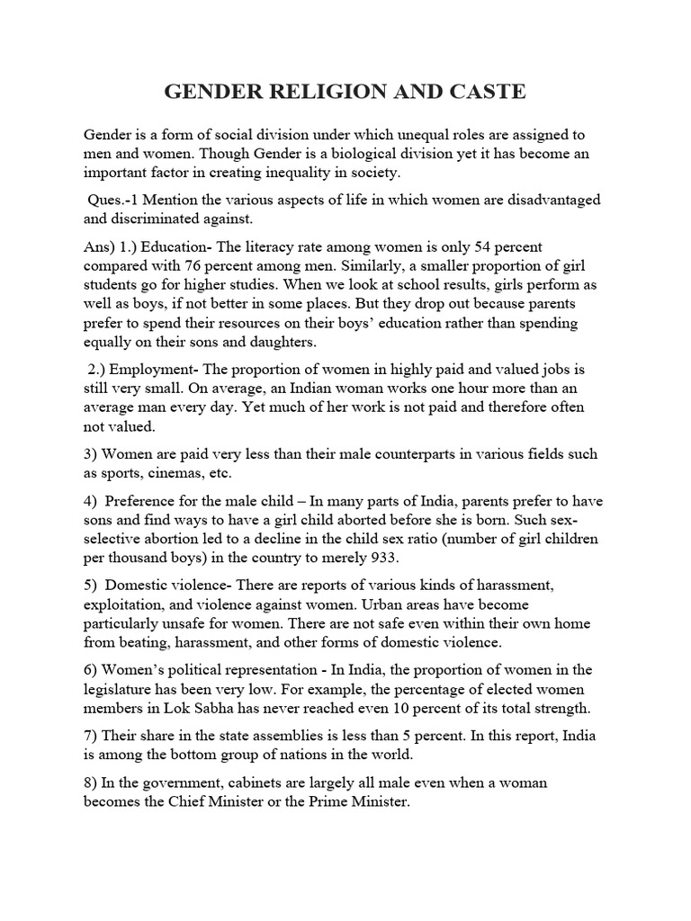 Gender, Caste, Religion - Q and A | PDF