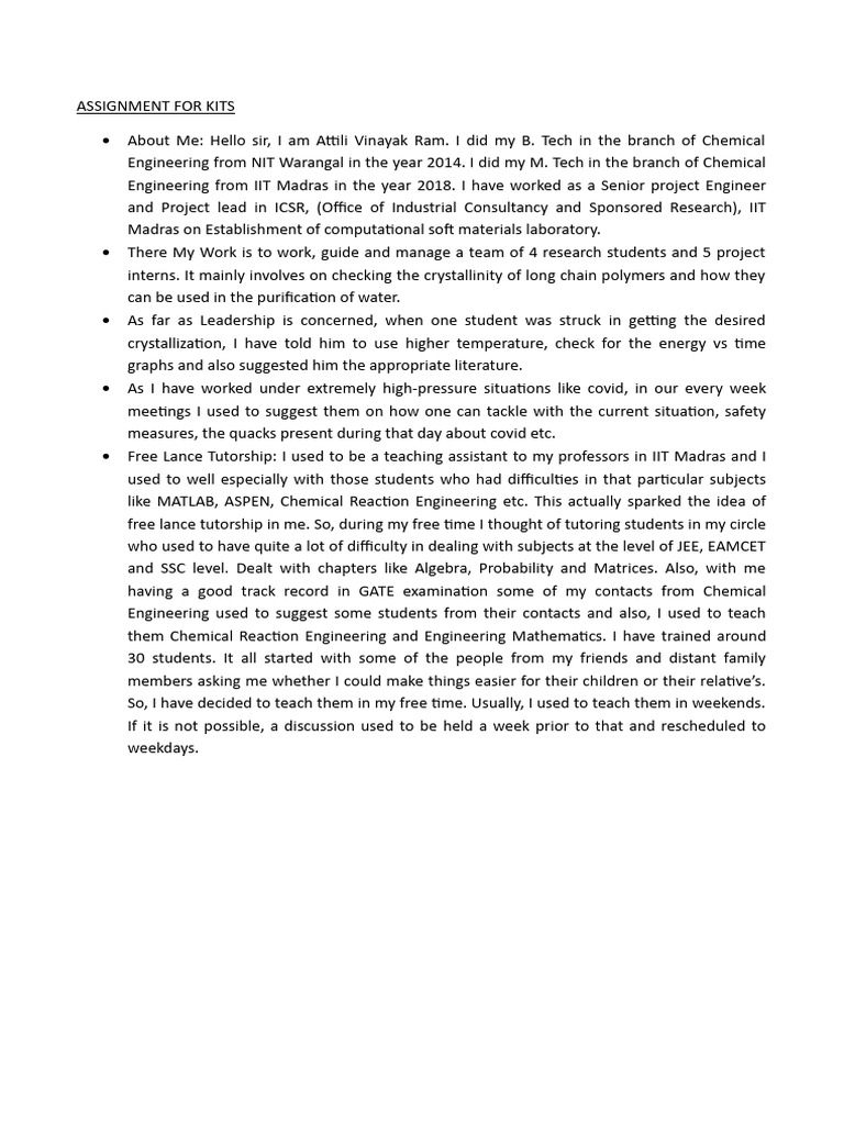 Assignment For Kits | PDF | Career & Growth