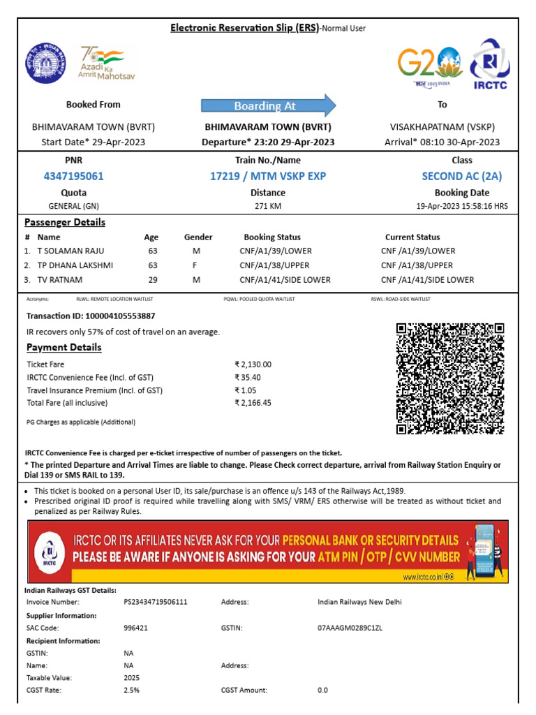 BVRT To VZG Ticket Train | PDF | Identity Document