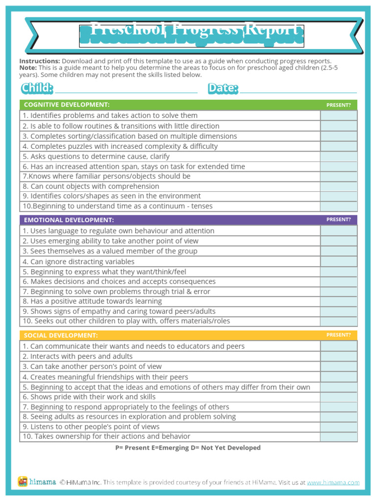 Himama Preschool-Progress-Report 2 | PDF
