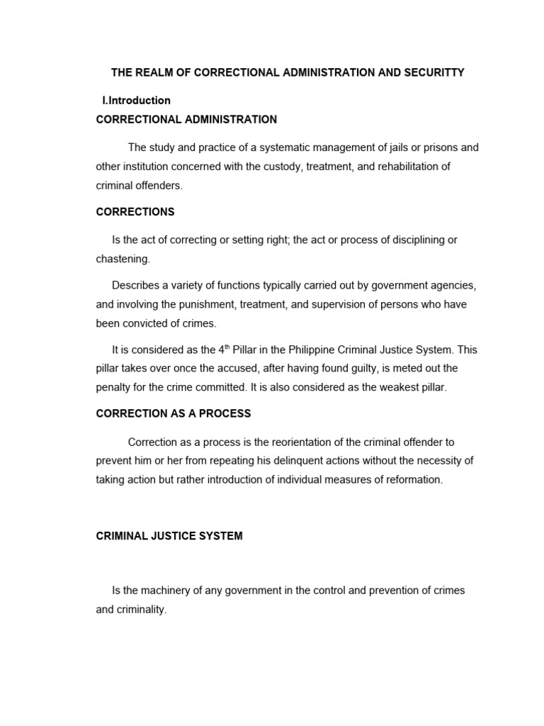 Edited - THE REALM OF CORRECTIONAL ADMINISTRATION AND SECURITTY | PDF ...