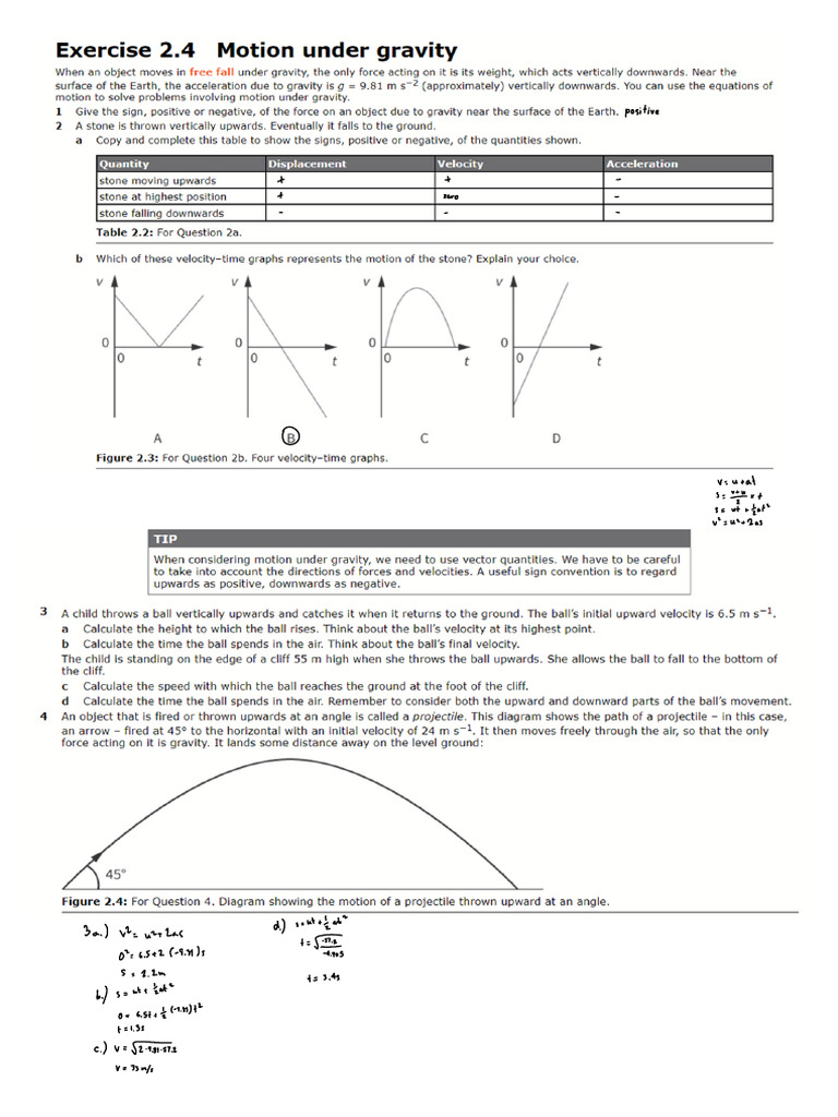 Ex 2.4 Motion Under Gravity | PDF