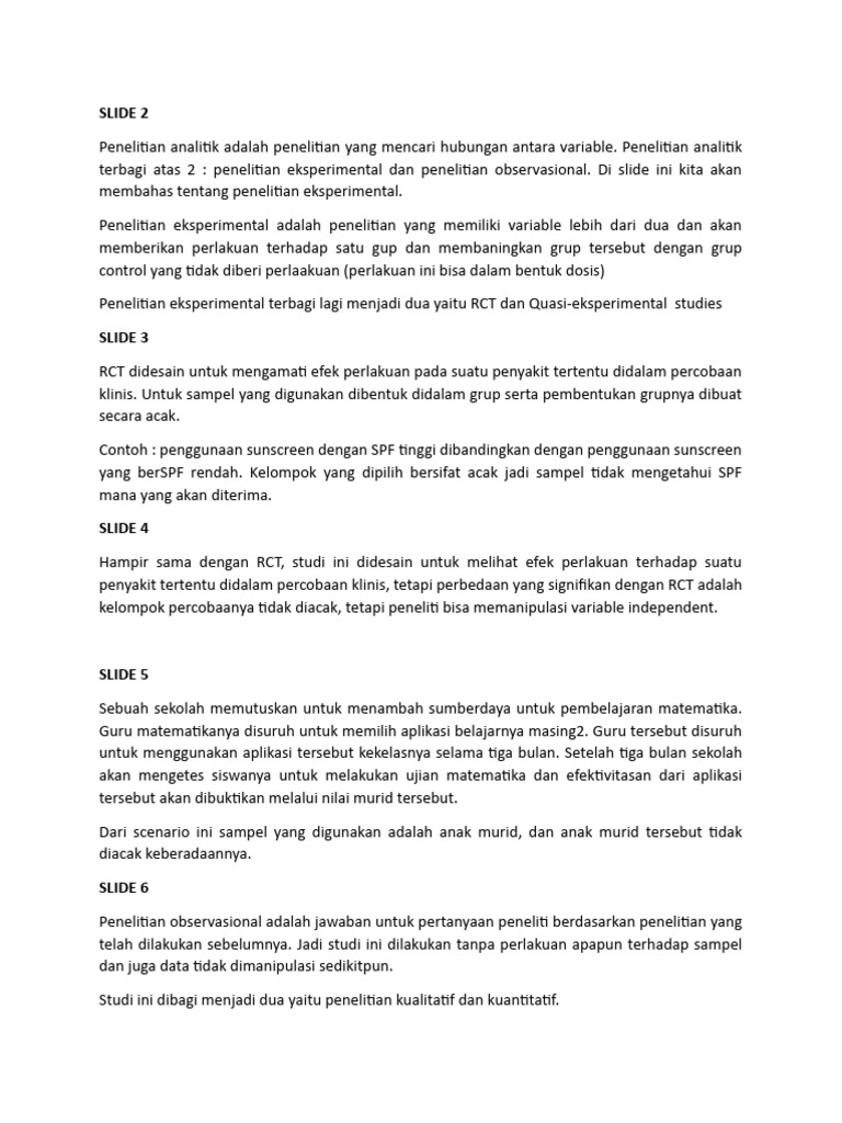Penjelasan Analytical Vs Descriptive Studies Salinan | PDF | Karier & Perkembangan