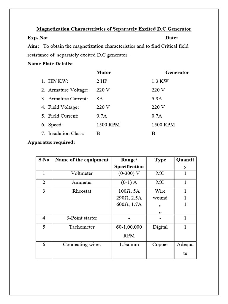 OCC of DC Generator | Download Free PDF | Electric Motor | Electric ...