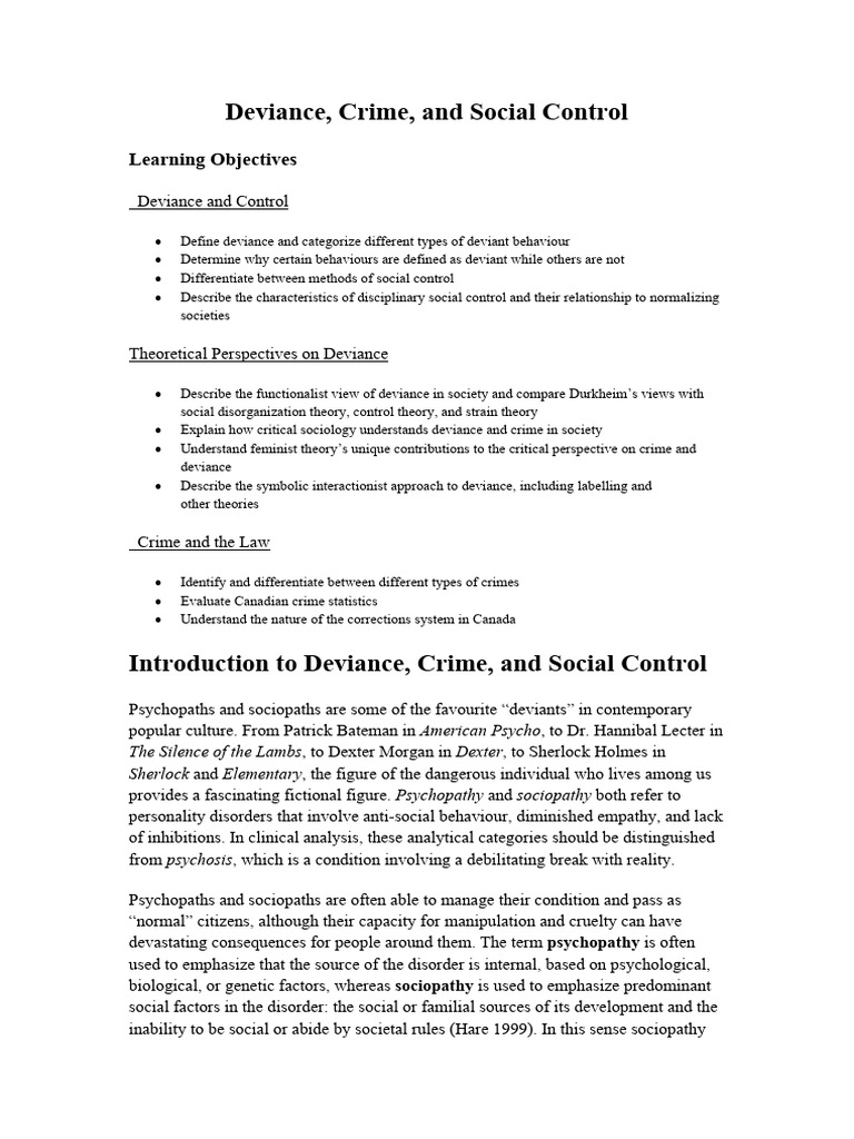 Deviance, Crime Social Control | PDF | Science & Mathematics