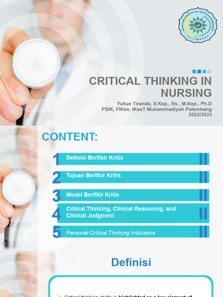 Critical Thinking in Nursing | PDF | Critical Thinking | Thought