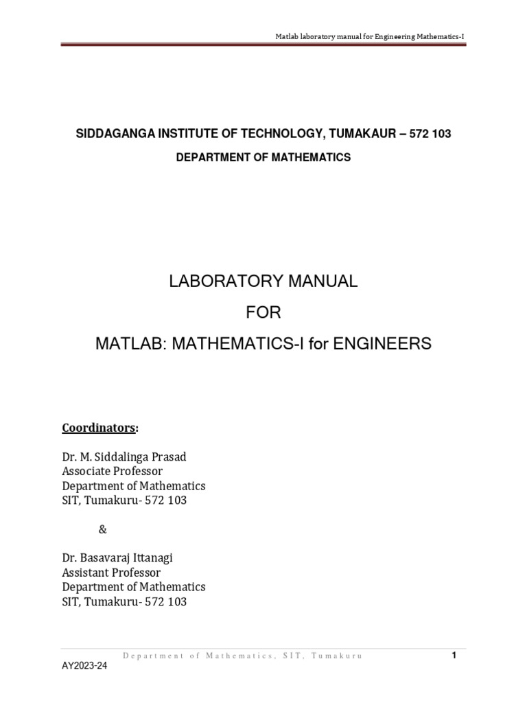 Matlab Manual | PDF | Matrix (Mathematics) | Matlab