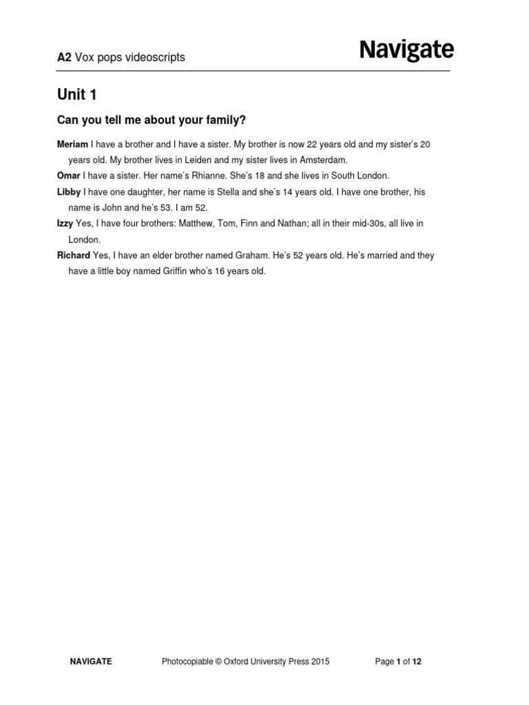 A2 Vox Pops Video Scripts | PDF | Chair | Clothing