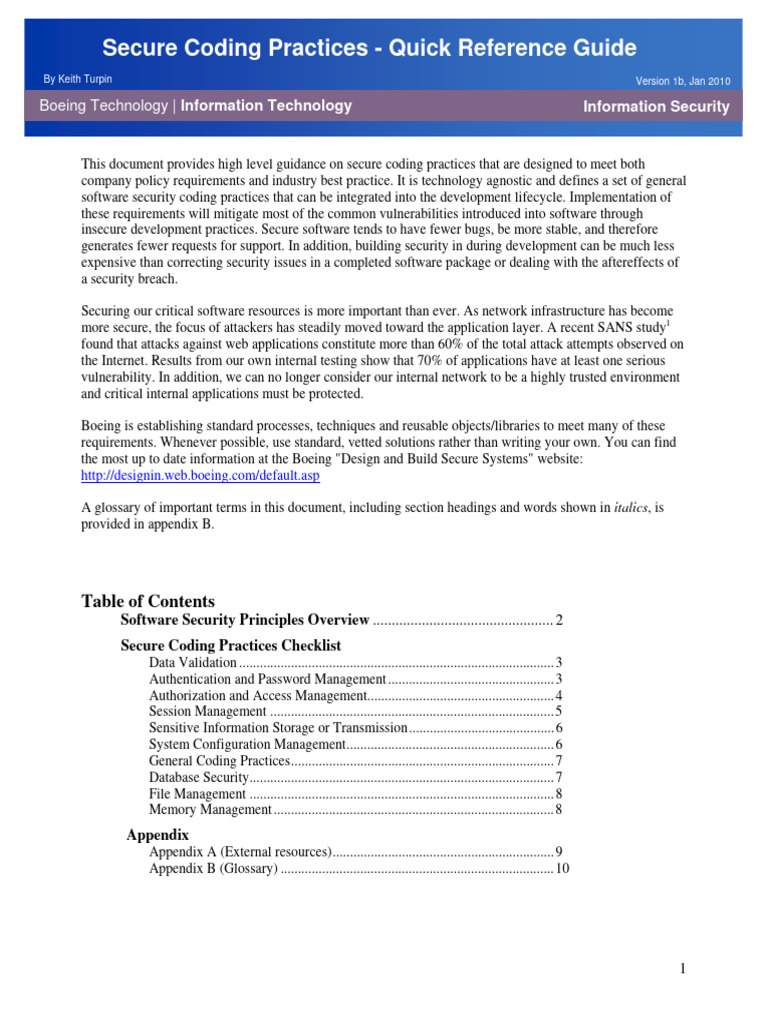 Secure Coding Quick Reference-Version1b | PDF | Http Cookie | Password