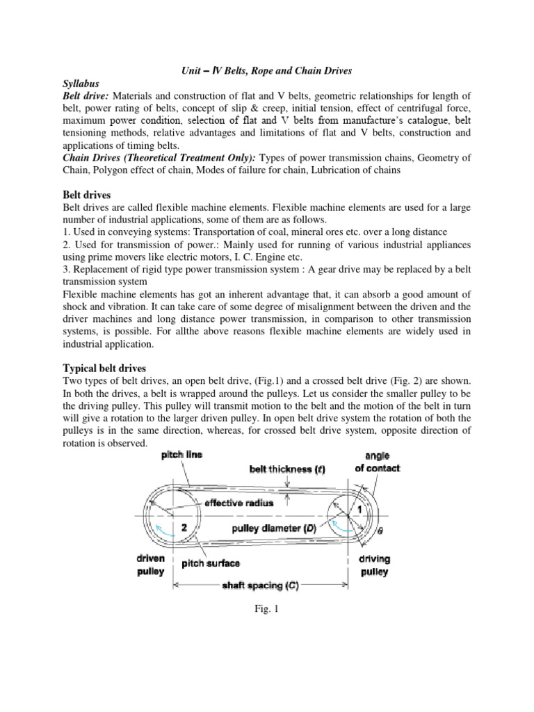 IV-BeltRope and Chain Drive | PDF | Belt (Mechanical) | Tension (Physics)