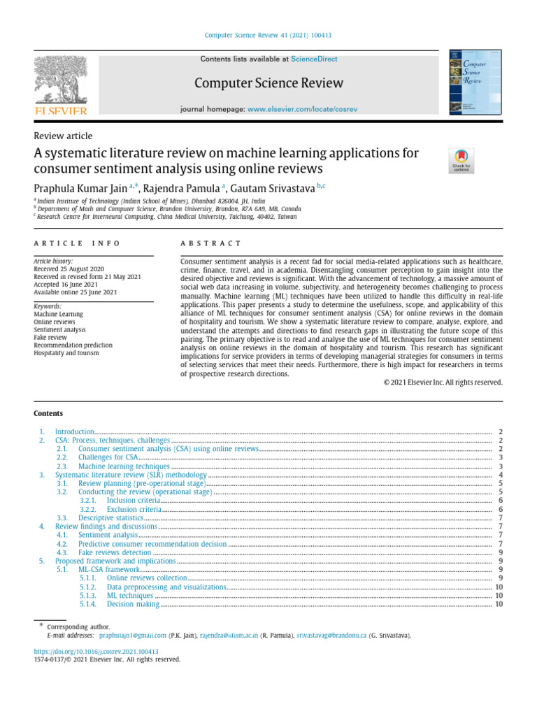 Computer Science Review: Praphula Kumar Jain, Rajendra Pamula, Gautam ...