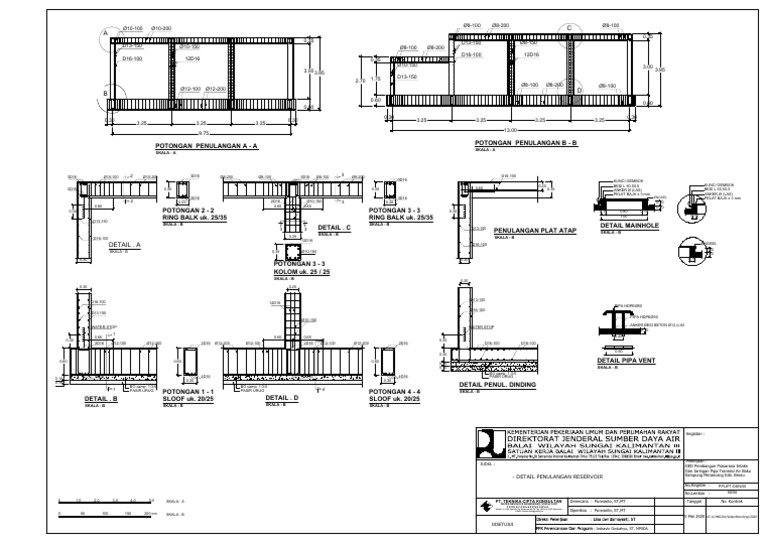 Tipikal Penulangan Reservoir | PDF