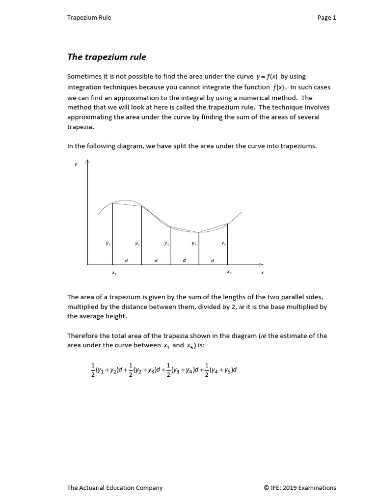 Trapezium Rule 2019 | PDF | Integral | Area