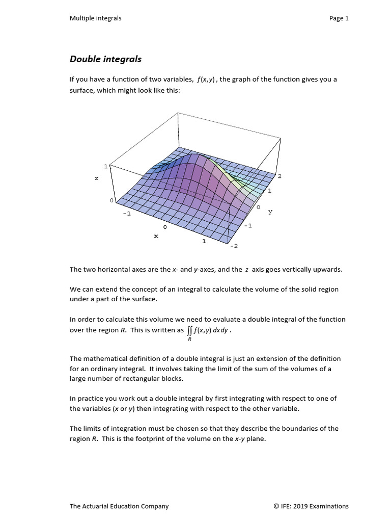 Multiple Integrals 2019 | PDF | Integral | Cartesian Coordinate System