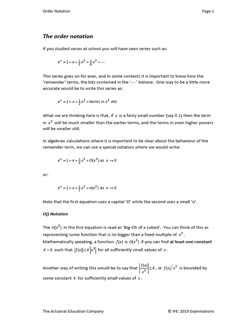 Understanding Order Notation in Mathematics | PDF | Mathematical ...