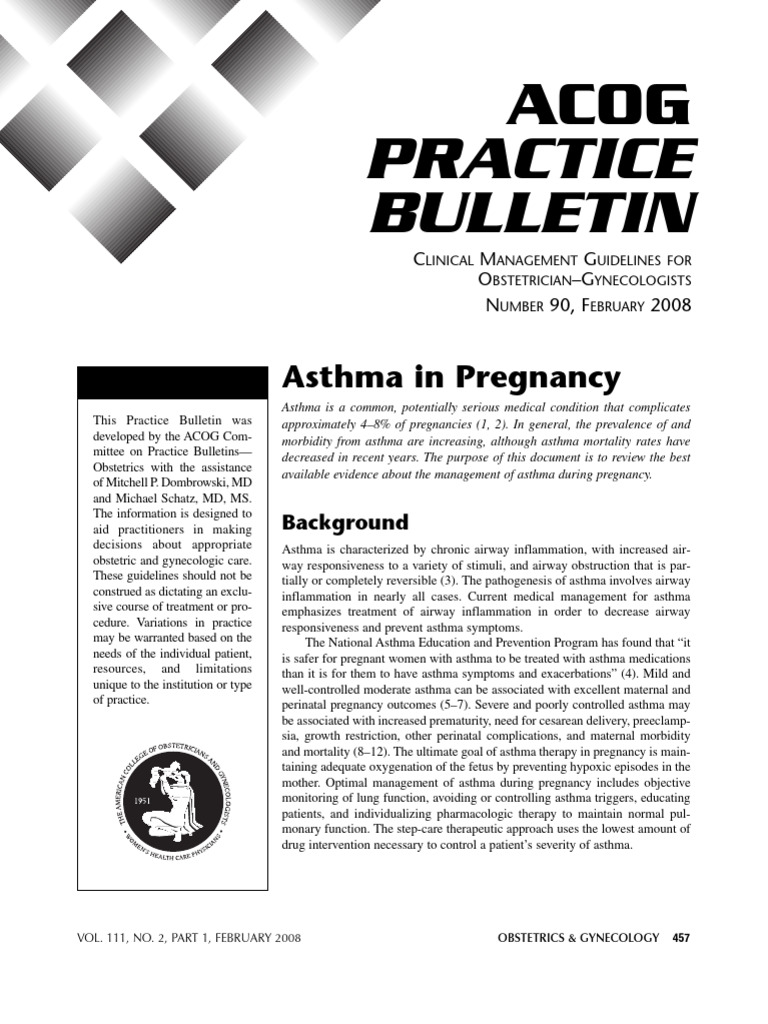 ACOG Guidelines on Asthma in Pregnancy | PDF | Asthma | Pregnancy