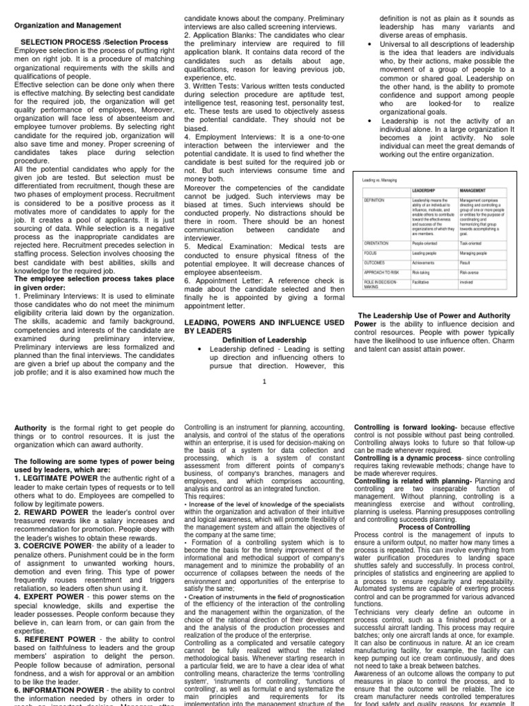 Organization and Management | PDF