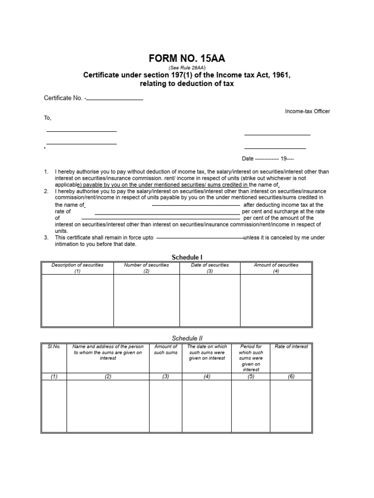 Form 15 AA | PDF | Income Tax | Interest