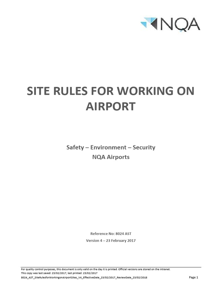 8024 AST NQA Site Rules For Working On Airport V4 | PDF | Harassment | Occupational Safety And ...