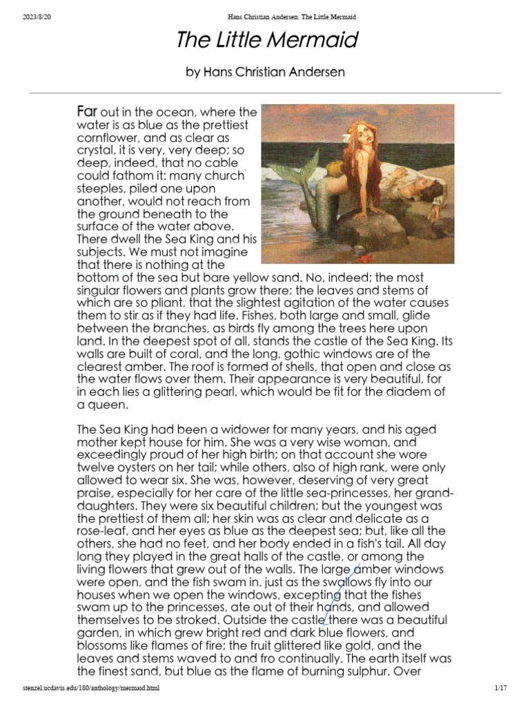 Hans Christian Andersen - The Little Mermaid | PDF