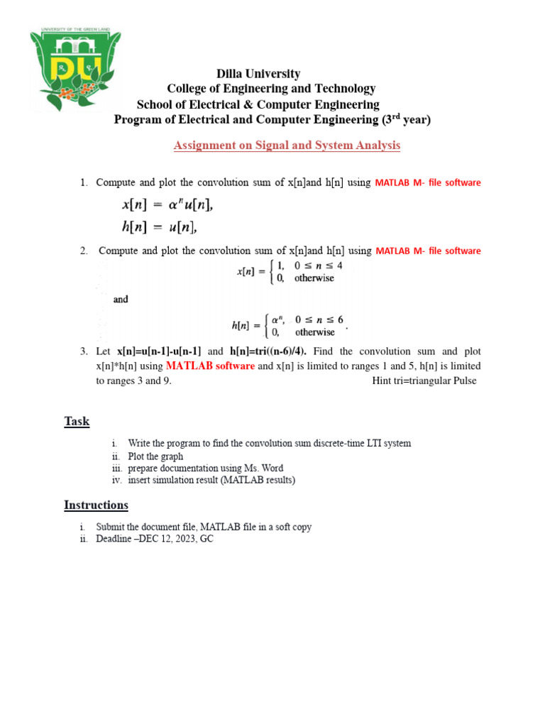 Assignment On Signal and System Analysis | PDF