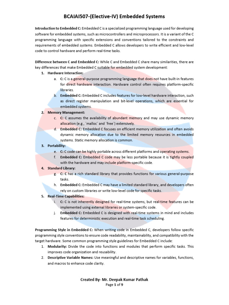 DP - Unit-2 - BCAIAI507 - (Elective-IV) Embedded Systems | PDF | Integer (Computer Science ...
