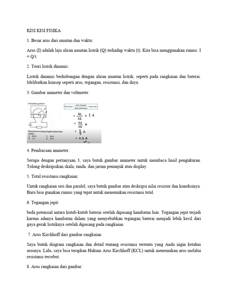 Kisi Kisi Fisika Kelas Xii Semester Ganjil 2023 | PDF