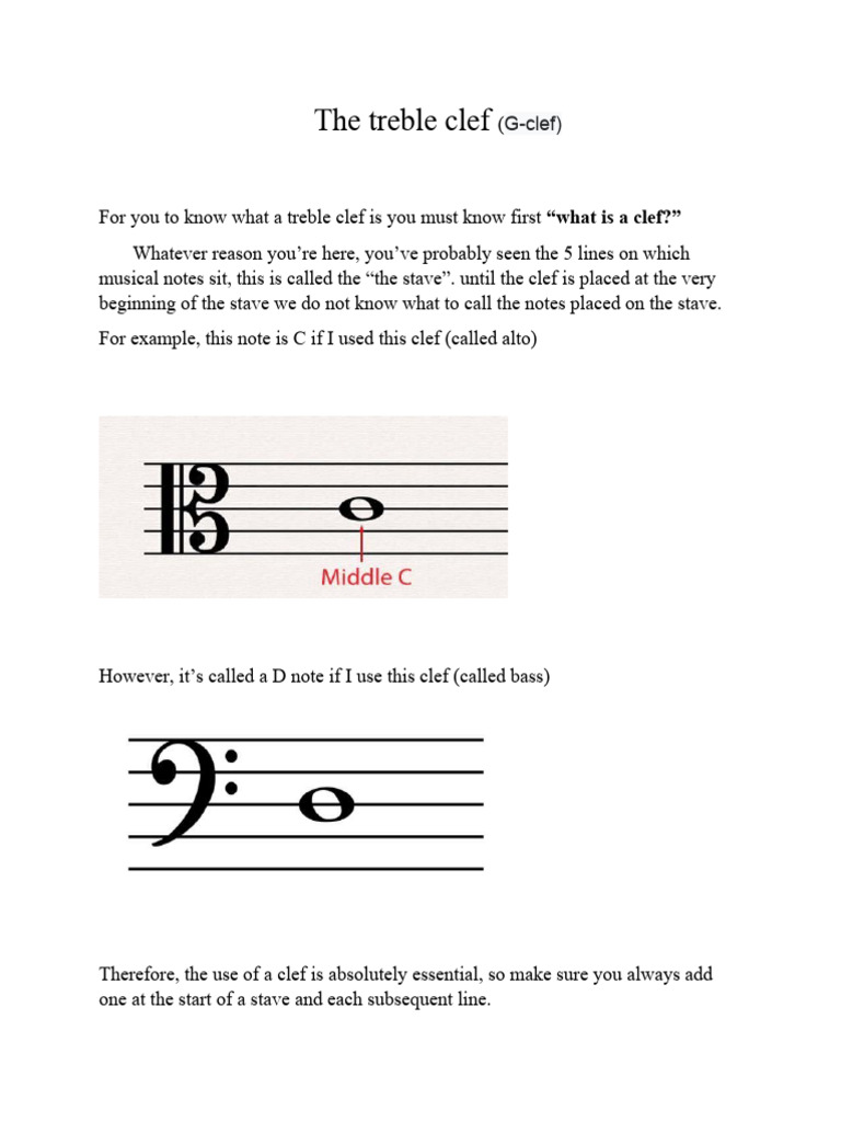 The Treble Clef | Download Free PDF | Clef | Elements Of Music