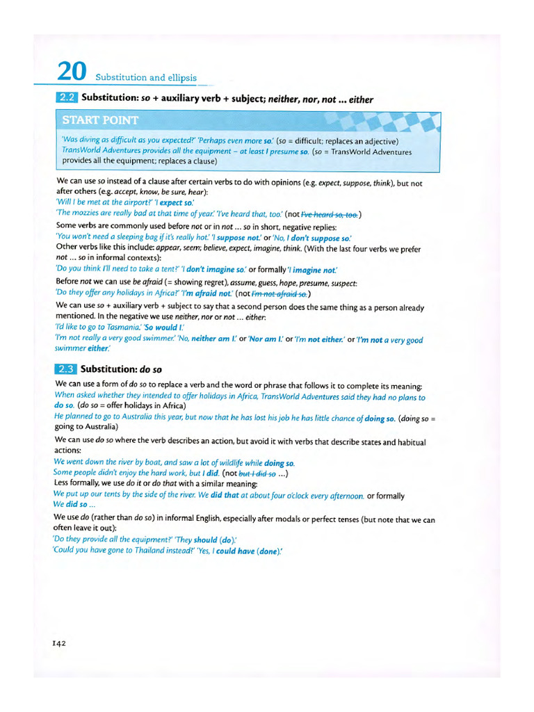 Advanced Grammar - Substitution | PDF | Verb | Clause