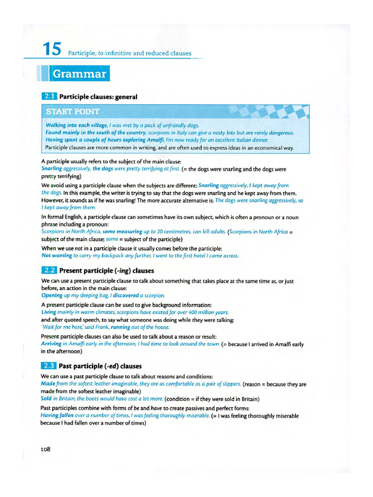 Advanced - Participle, To-Infinitive Clauses | PDF | Clause | Subject ...