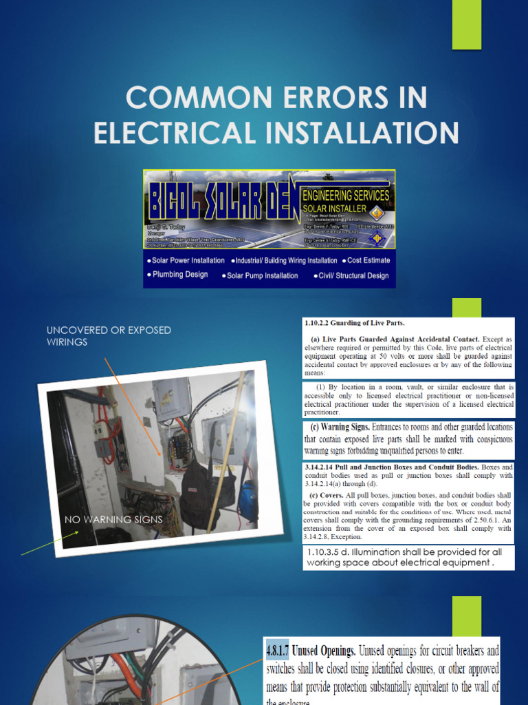 Pec Violations | PDF | Electrical Wiring | Insulator (Electricity)