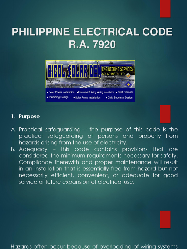 1. PHILIPPINE ELECTRICAL CODE PRESENTATION | PDF