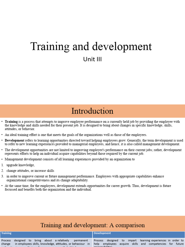 Training and Development Overview | PDF | Competence (Human Resources) | Educational Technology