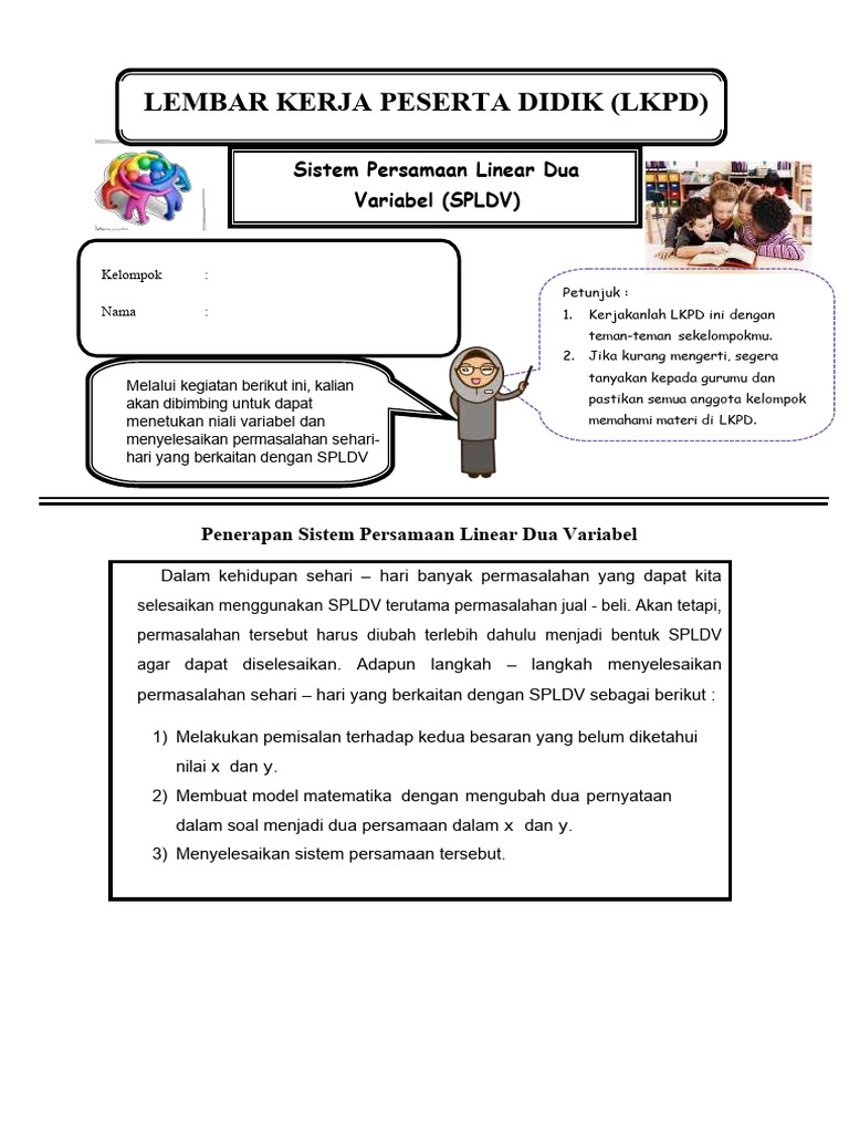 LKPD SPLDV Kelas 10 Kurikulum Merdeka | PDF