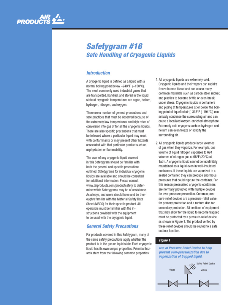 Safe Handling of Cryogenic Liquids | PDF | Liquids | Cryogenics