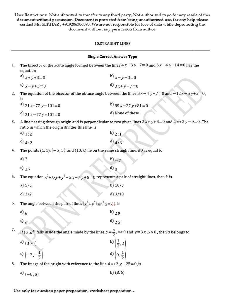 10.straight Lines | PDF | Line (Geometry) | Triangle