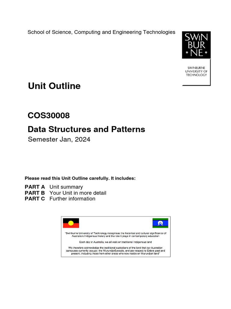 COS30008 - Unit Outline - HCMC - Spring2024 - Version05 | PDF | Engineering | Data