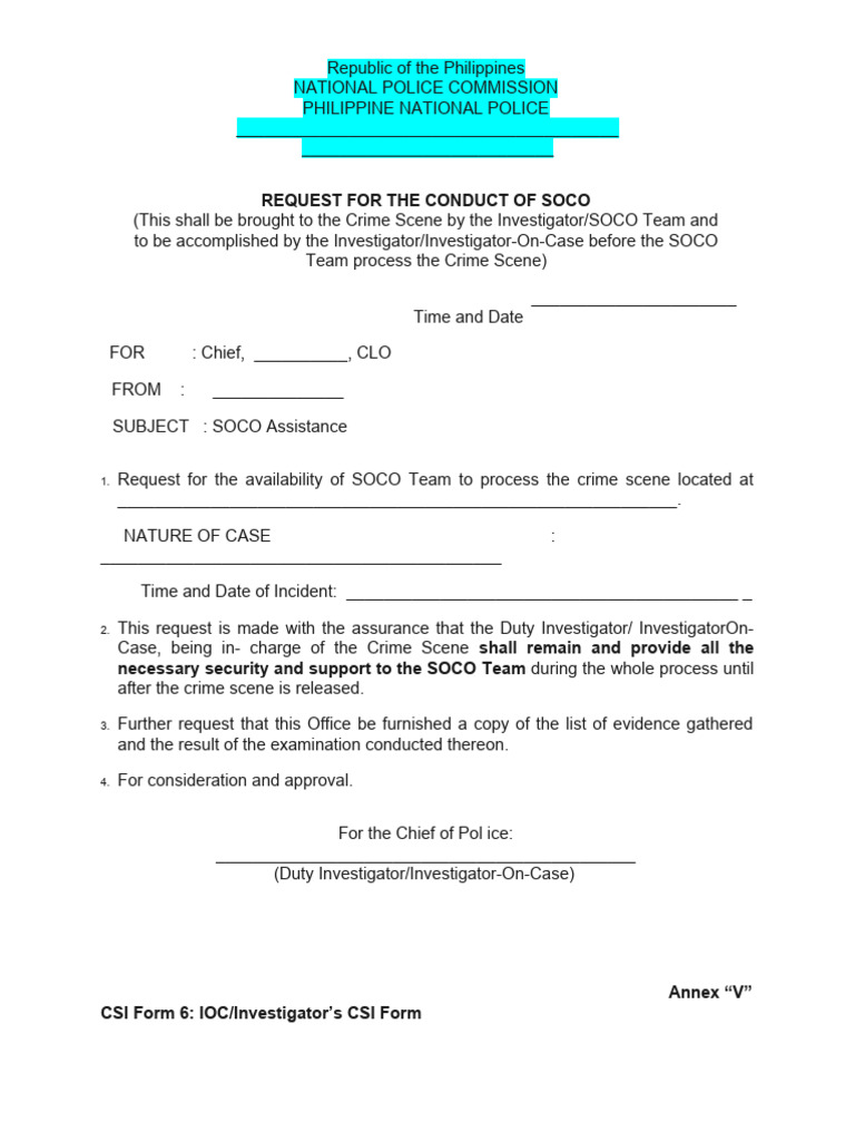 CSI Forms | PDF | Crime Scene | Forensic Science