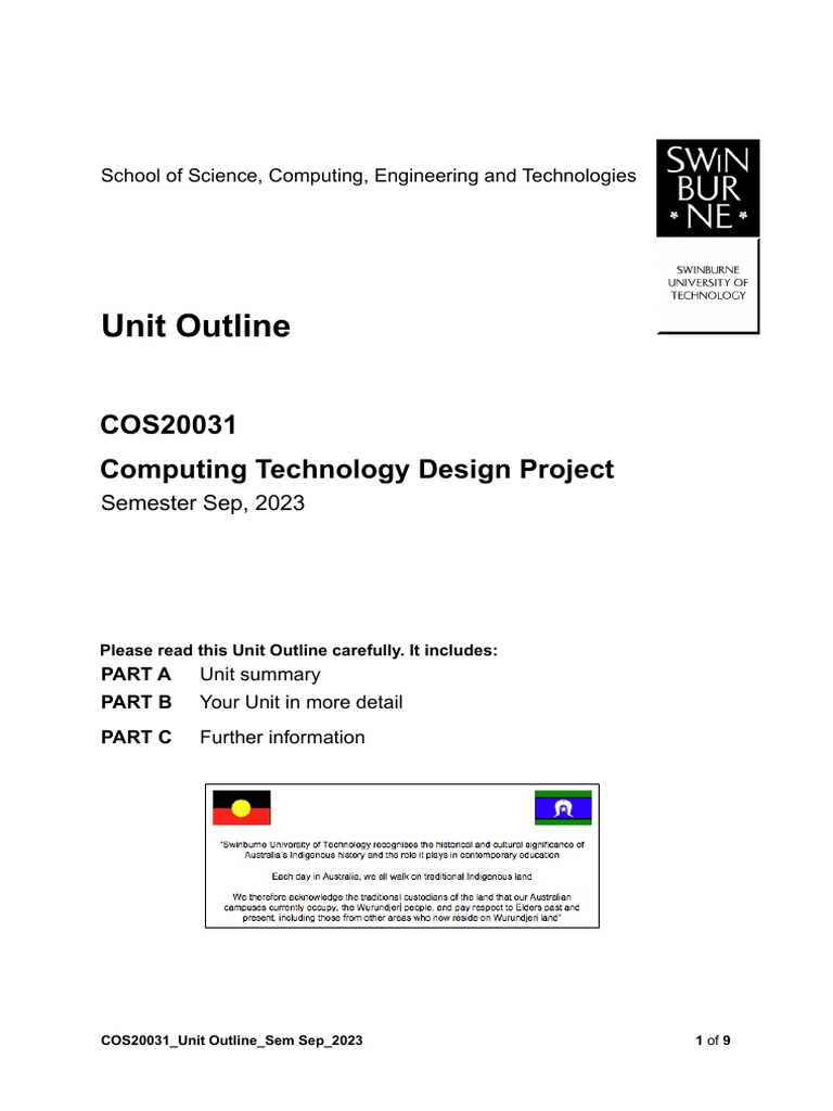COS20031 - Unit Outline - SwinbHCMC - Fall2023 - Version02 | PDF | Databases | Plagiarism