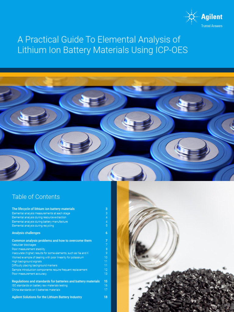Quickreference Li Battery Analysis Icp Oes 5994 5489en Agilent | PDF