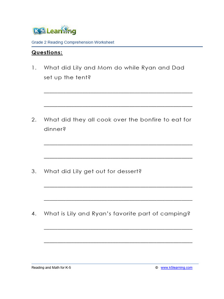 Camping Trip Reading Comprehension | PDF