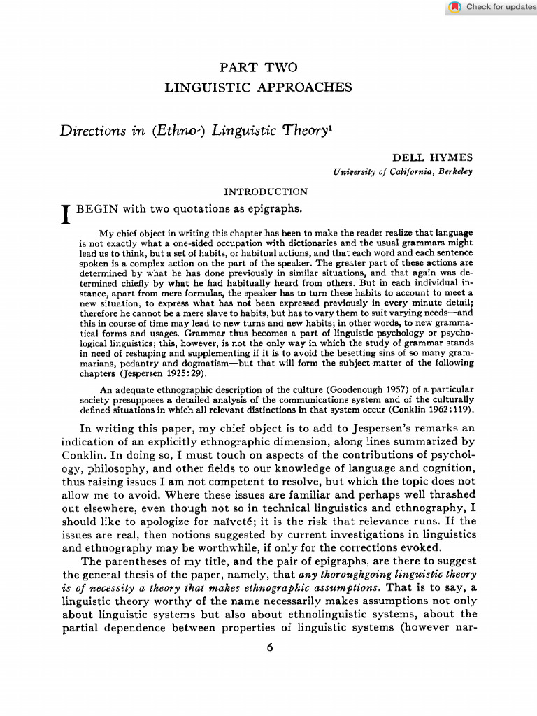 1964 HYMES - Directions in Ethno Linguistic Theory1 | PDF | Linguistics ...