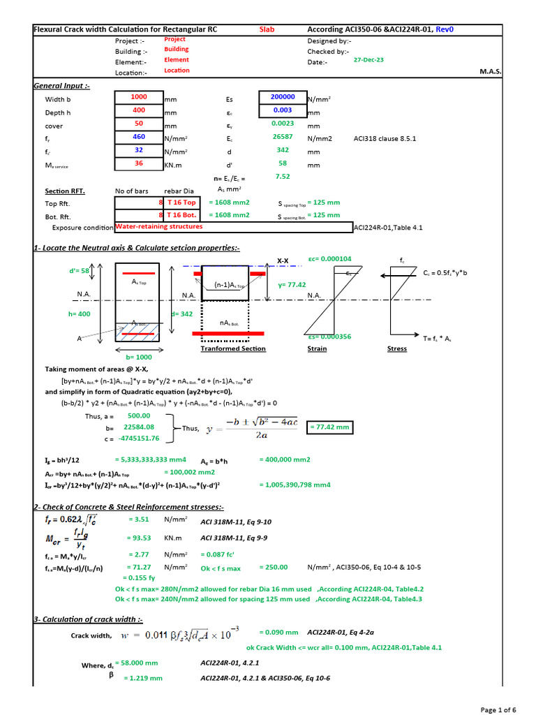 ACI 224R-01 Crack Width Calculation | PDF | Science & Mathematics